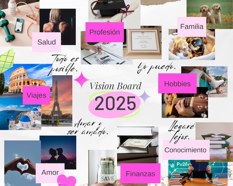 2025 VISION BOARD Printable Collage Kit | 85 Important Pictures for ...