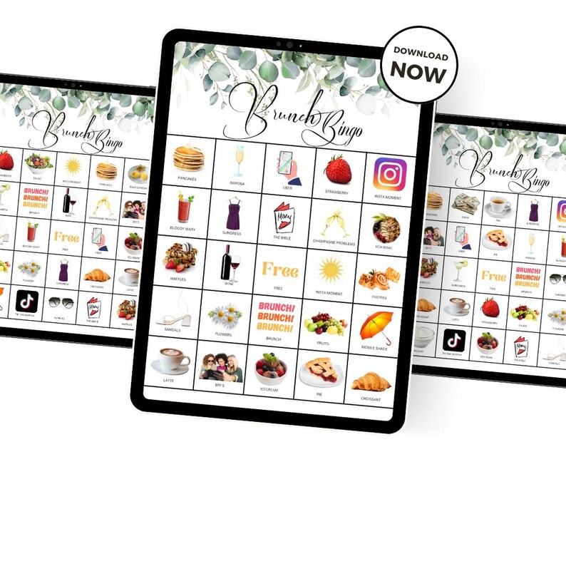 Brunch Bingo, 30 Printable Brunch Bingo Cards, Brunch Bingo Game, Breakfast Bingo, Food Bingo ...