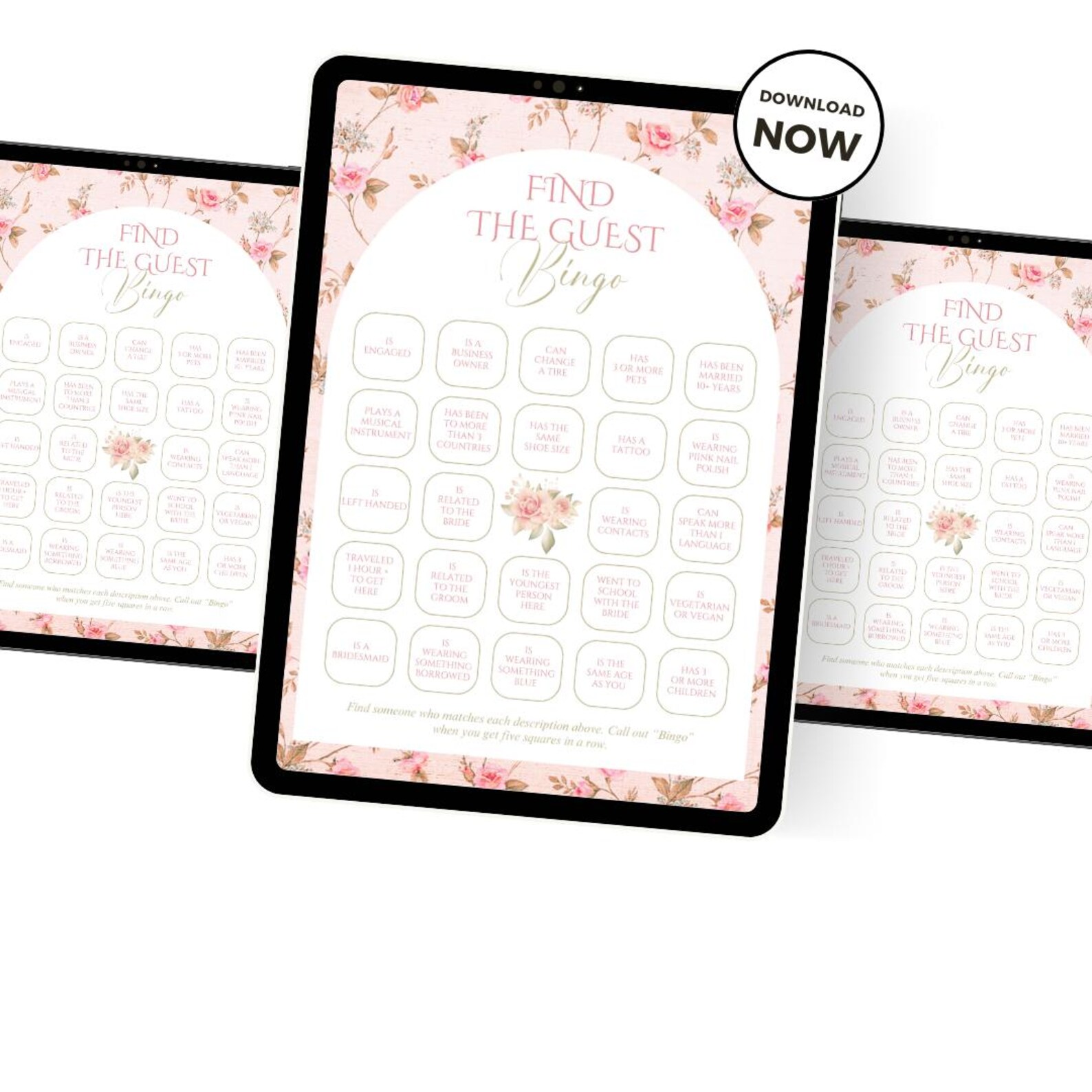 Bridal Shower Game - Find the Guest Bingo Modern Black Script Bridal ...