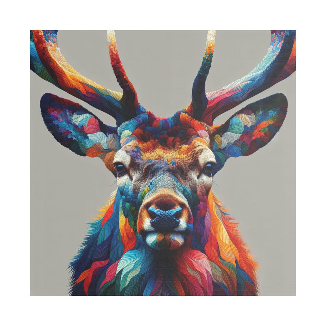 Canvas Art, Colorful Stag Portrait Print, Animal Lover Gift, Country ...