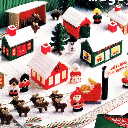 Christmas Plastic Canvas Village Pattern PDF Victorian Holiday - Etsy