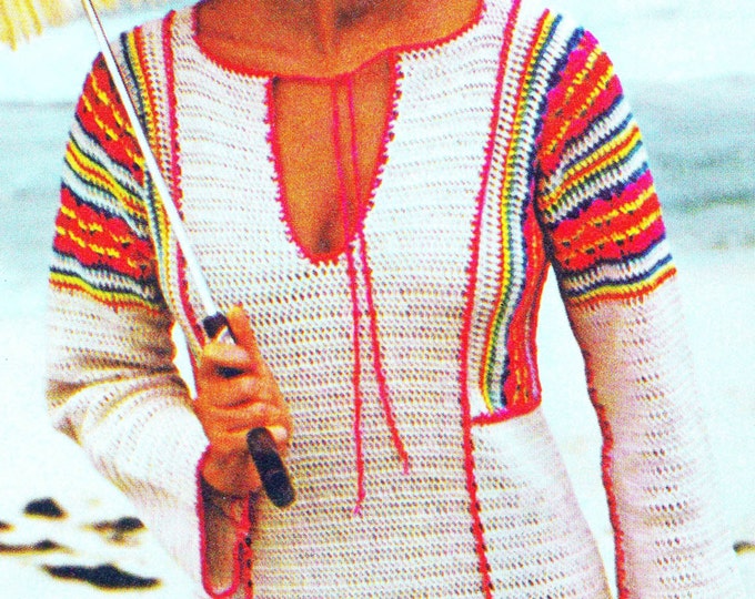 INSTANT DOWNLOAD PDF Vintage Crochet Pattern Beach Kaftan Caftan Cover ...