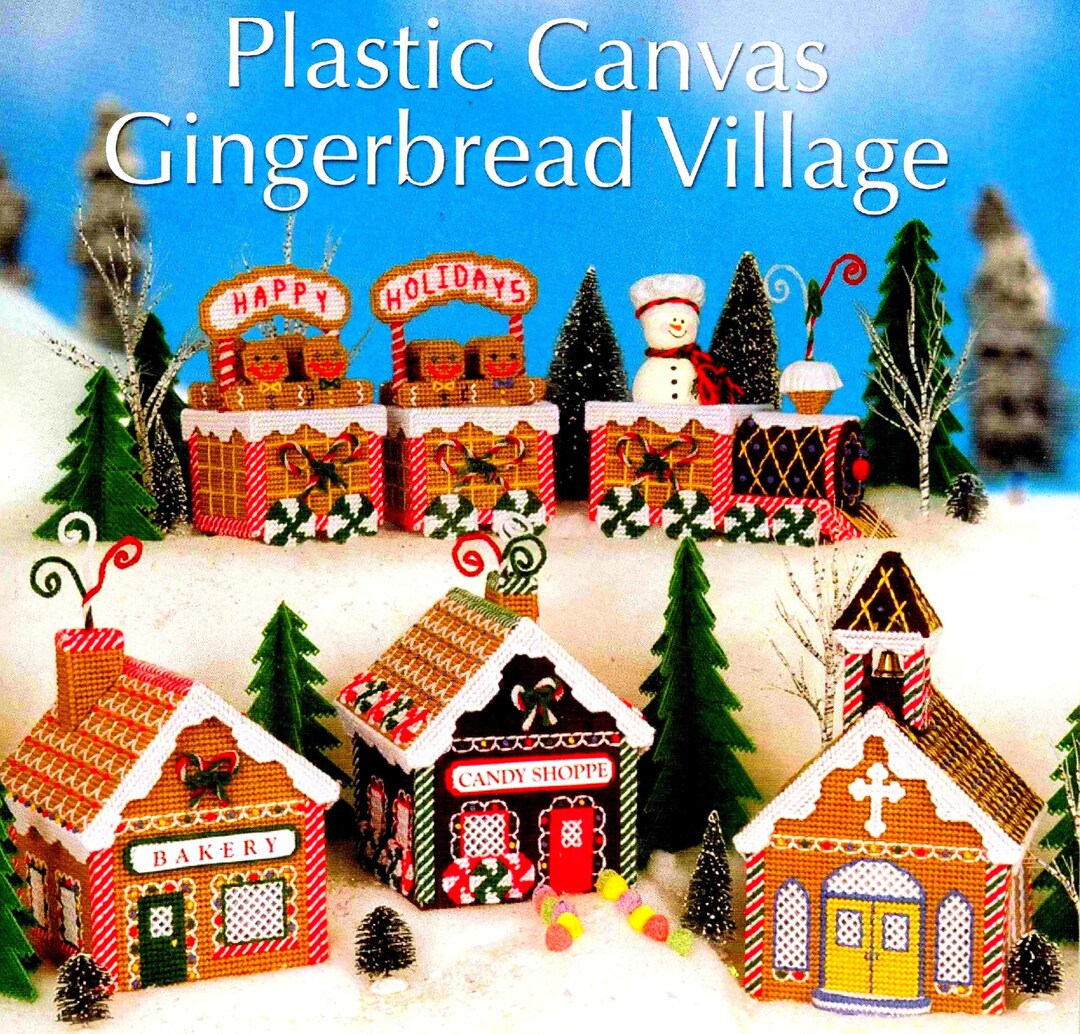 Plastic Canvas Pattern Christmas Gingerbread Village Holiday Decoration ...