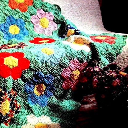 Vintage Crochet Pattern for Field of Daisies Afghan INSTANT - Etsy