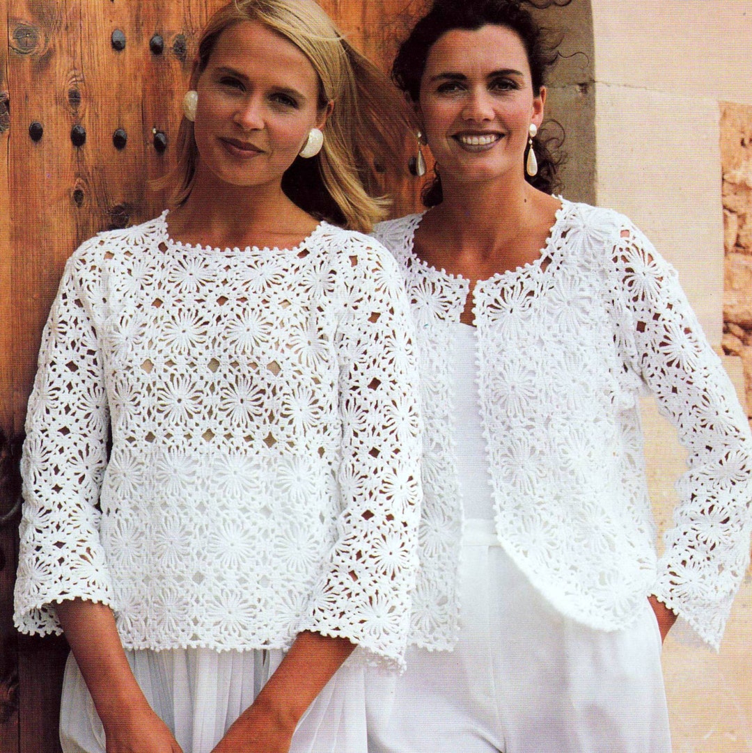 RETIREMENT SALE *** Vintage Crochet Pattern Granny Square Motif Tops ...