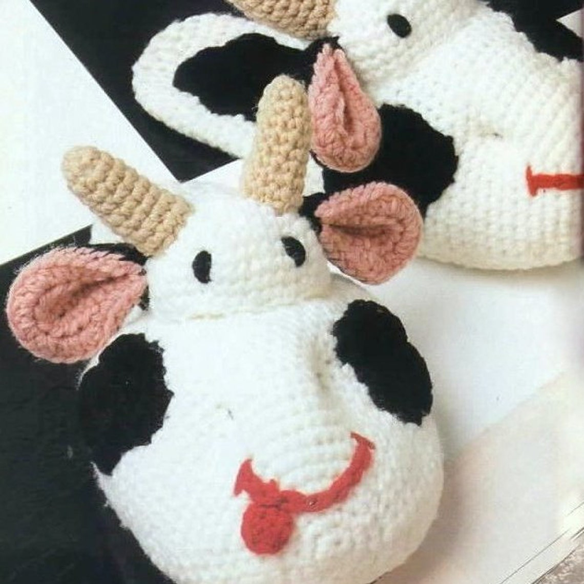 INSTANT DOWNLOAD PDF Vintage Crochet Pattern Cow Slippers | Etsy