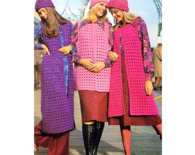 INSTANT DOWNLOAD PDF Vintage Crochet Pattern 1970s Vest and Hat Mini ...