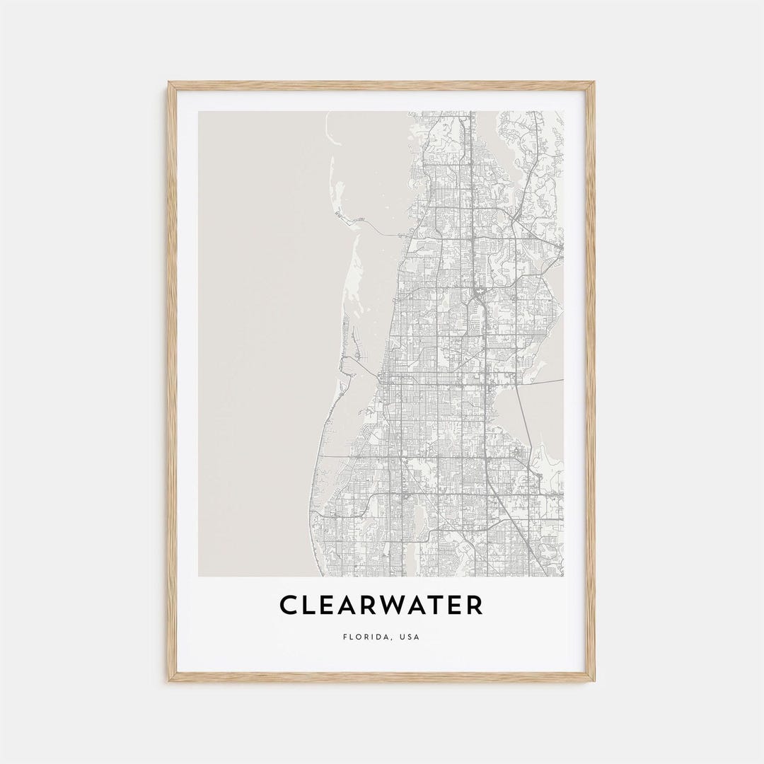Map of Clearwater Print, Clearwater Map Gift, Clearwater Poster, City ...