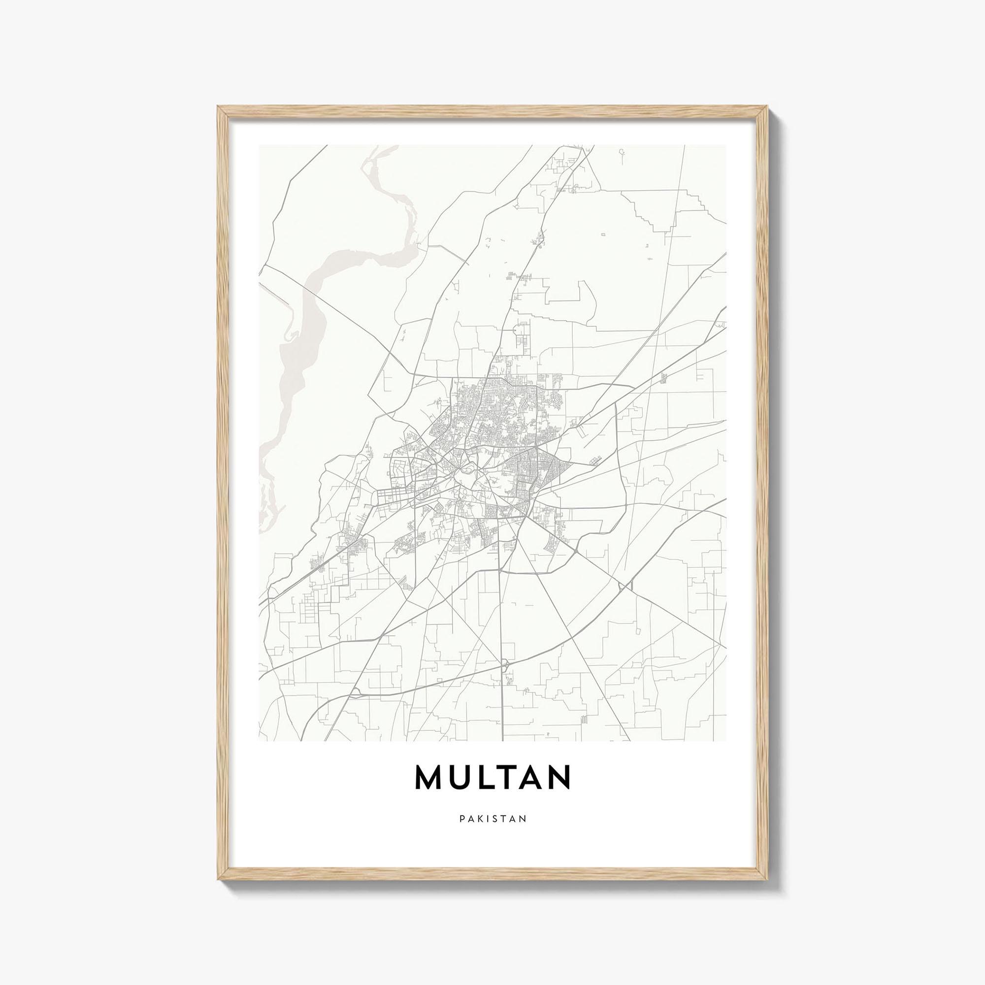 Map of Multan Print, Multan Map Gift, Multan Poster, City Map Artwork ...