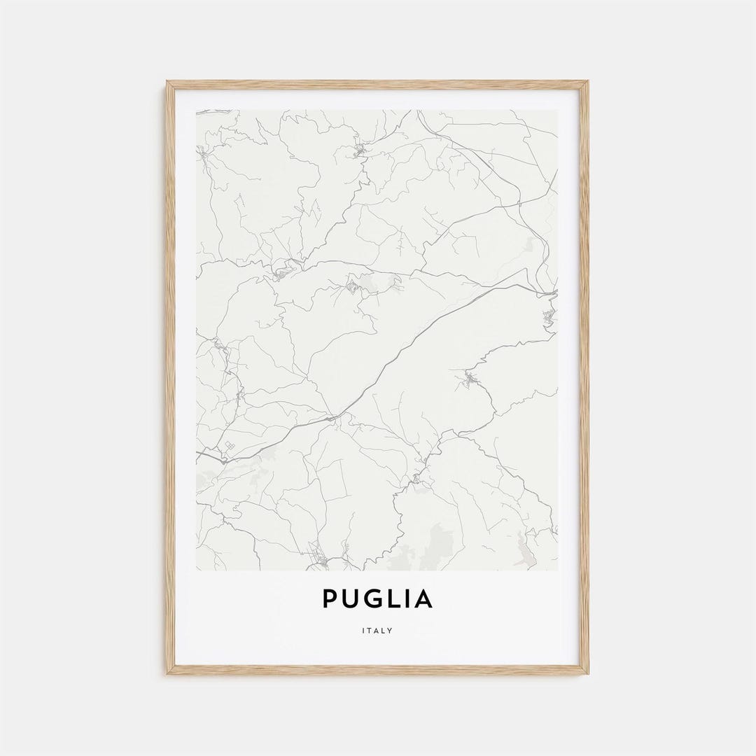 Map of Puglia Print, Puglia Map Gift, Puglia Poster, City Map Artwork ...