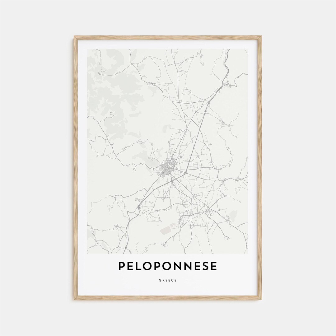 Map of Peloponnese Print, Peloponnese Map Gift, Peloponnese Poster ...