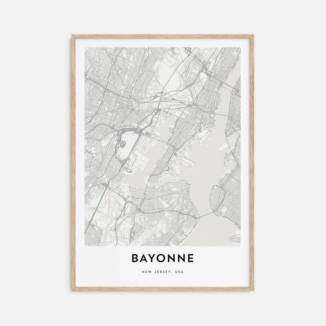 Map of Bayonne New Jersey Print, Bayonne Map Gift, Bayonne Poster, City ...