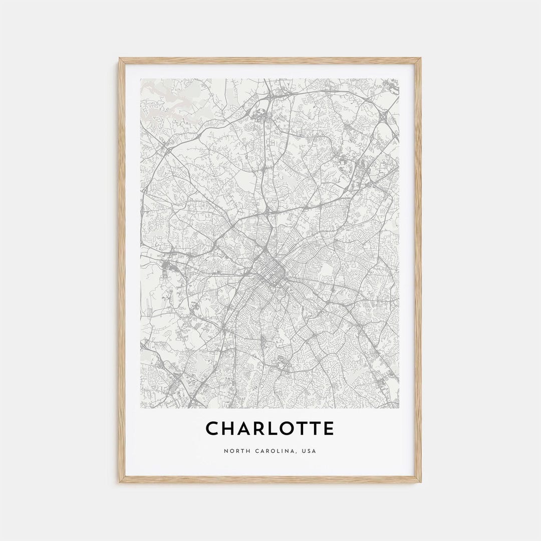 Map of Charlotte Print, Charlotte Map Gift, Charlotte Poster, City Map ...