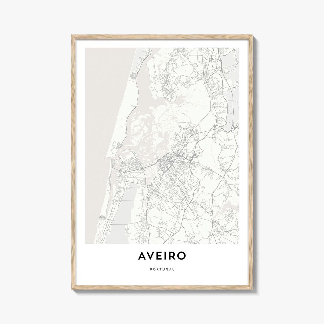 Aveiro Map Poster Print, Portugal Wall Art, Ria De Aveiro Decor, City ...