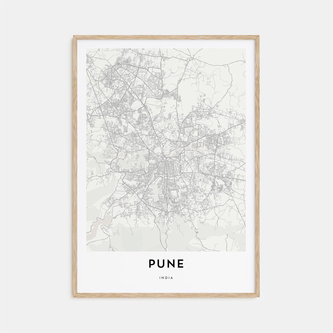 Map of Pune Print, Pune Map Gift, Pune Poster, City Map Artwork for ...