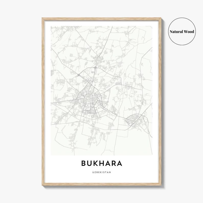 Bukhara Map Poster Print, Uzbekistan Wall Art, Silk Road Decor ...