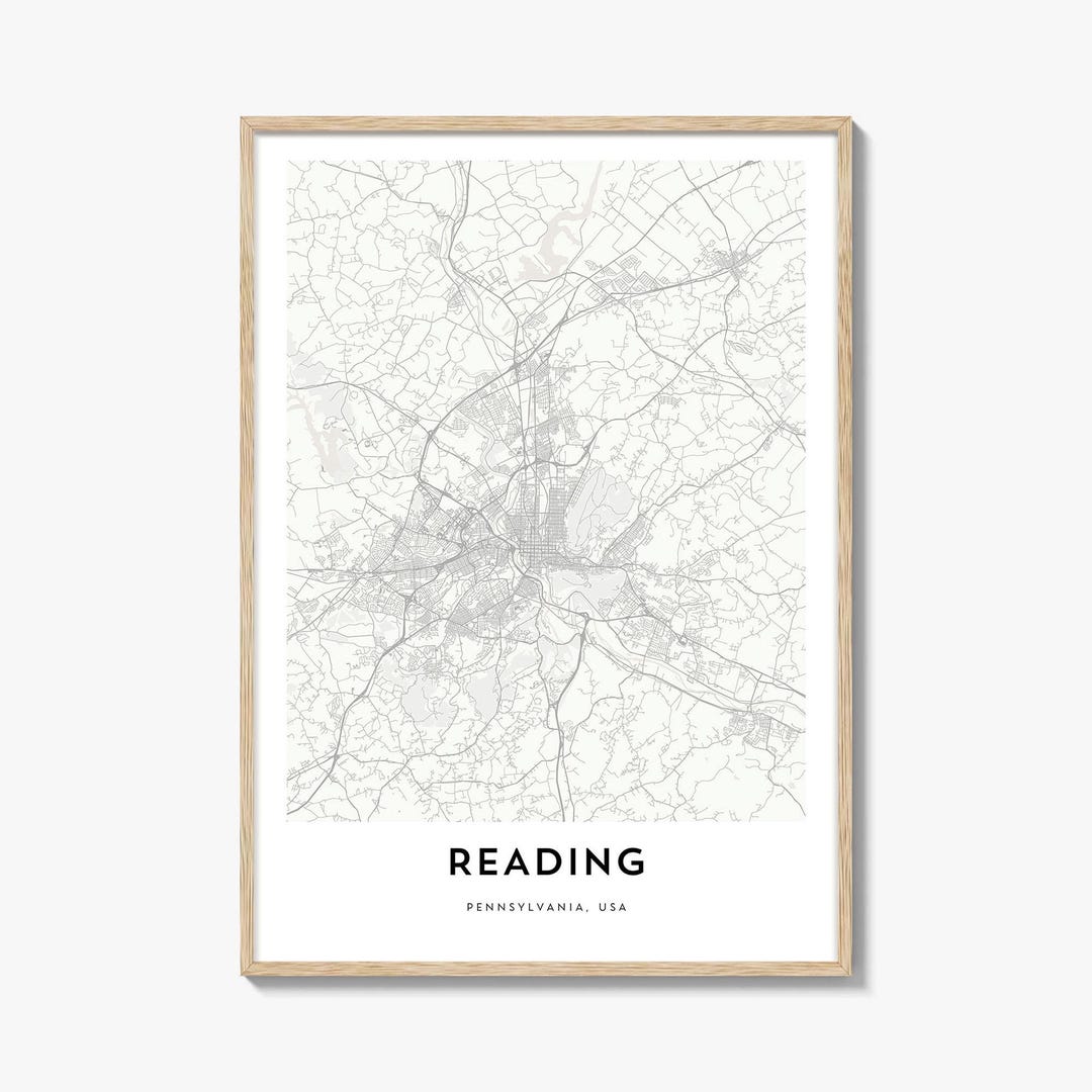 Map of Reading Pennsylvania Print, Reading Map Gift, Reading Poster ...