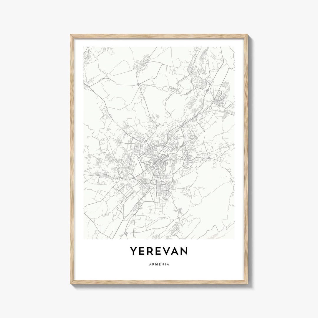 Yerevan Map Poster Print, Armenia Wall Art, Armenian Decor, Caucasus ...