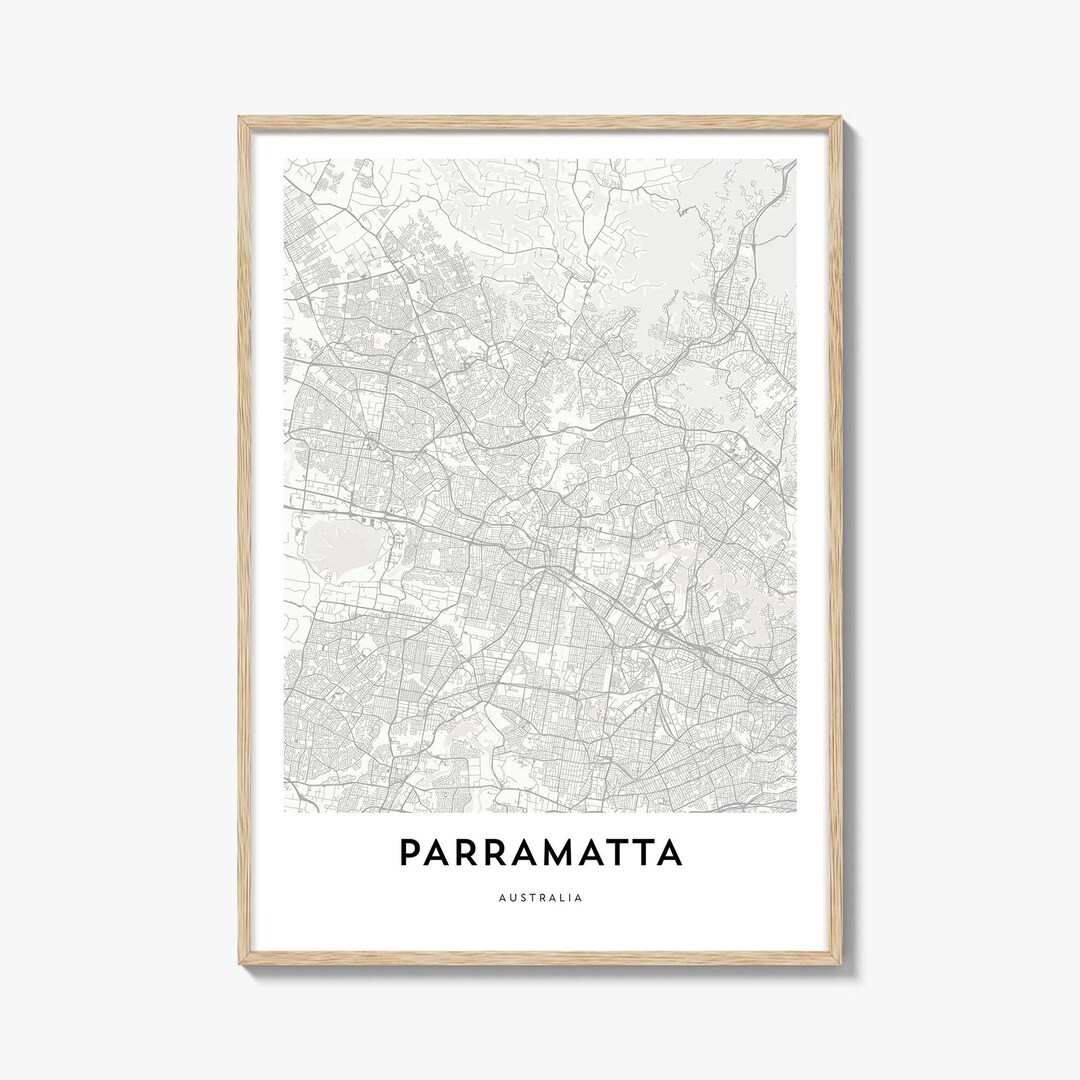 Map of Parramatta Print, Parramatta Map Gift, Parramatta Poster, City ...