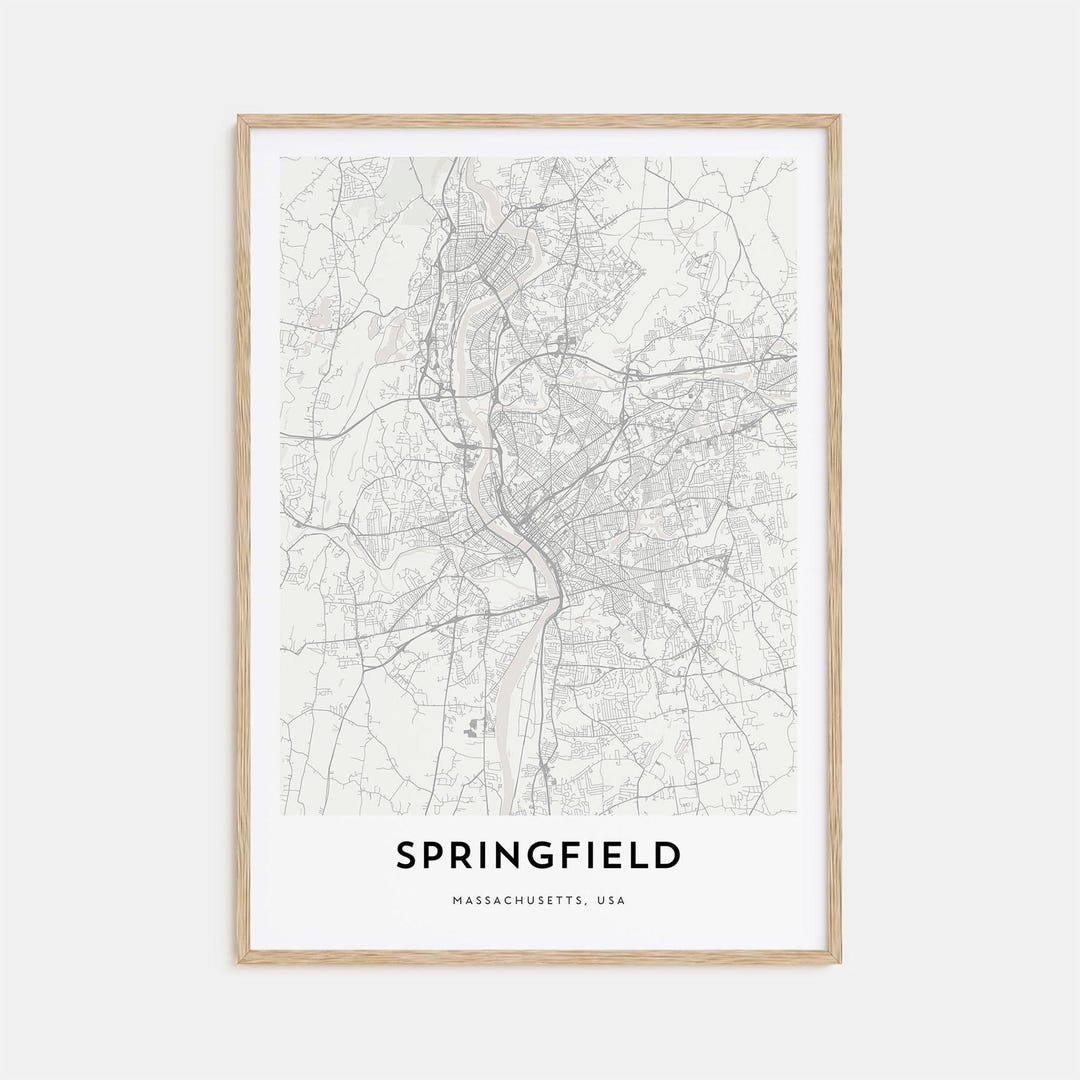 Map of Springfield Massachusetts Print, Springfield Map Gift ...