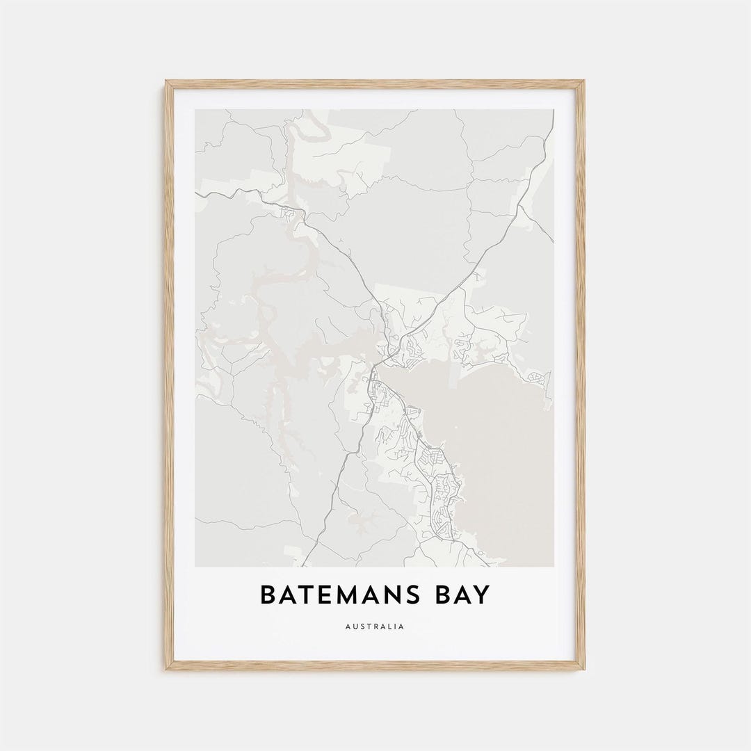 Map of Batemans Bay Print, Batemans Bay Map Gift, Batemans Bay Poster ...
