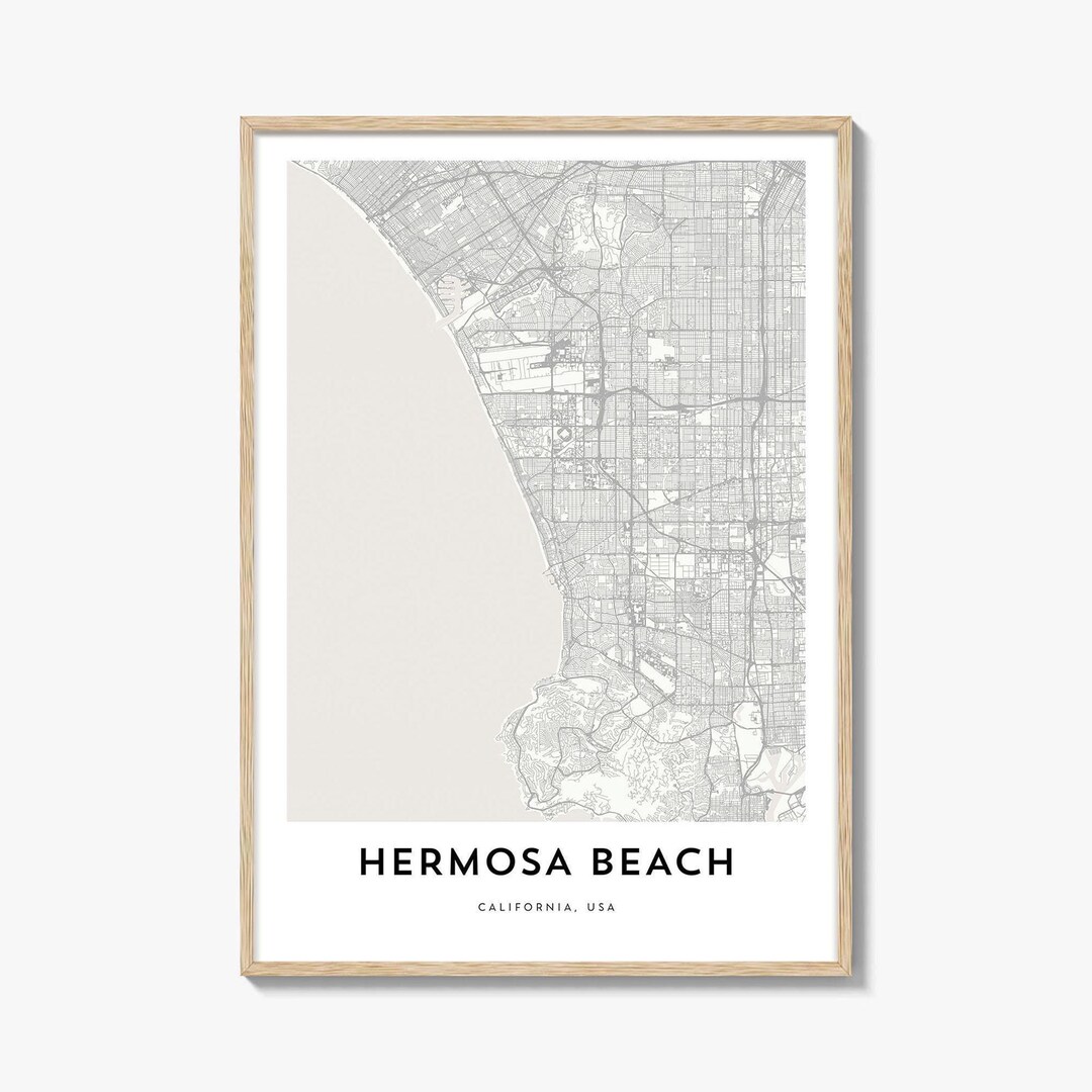 Hermosa Beach Map Poster Print, LA Wall Art, California Decor, USA City ...