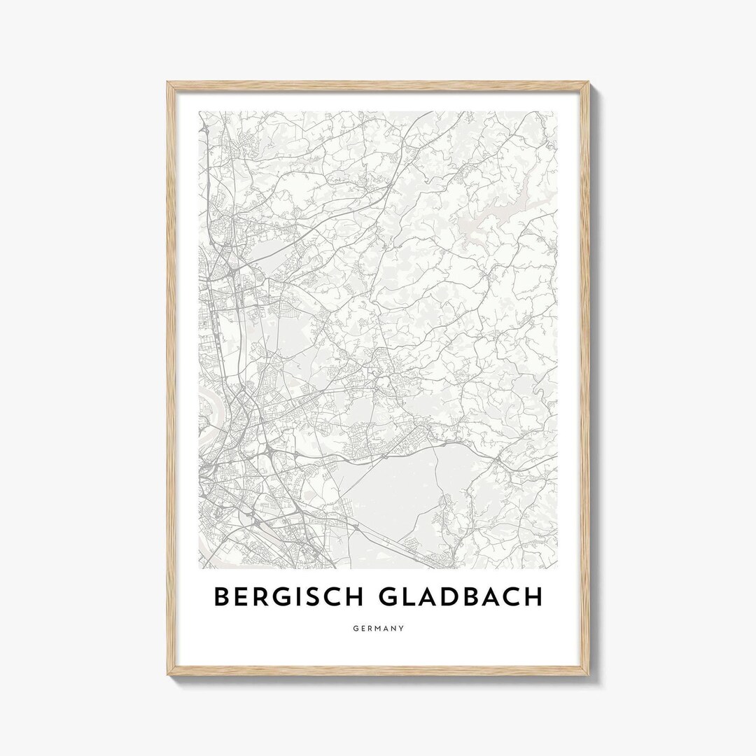 Bergisch Gladbach Map Poster Print, Germany Wall Art, North Rhine ...