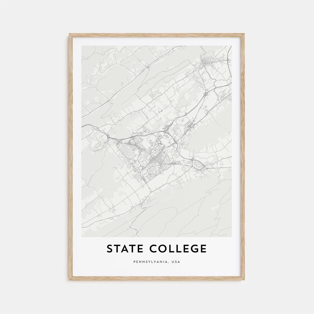 Map of State College Print, State College Map Gift, State College ...