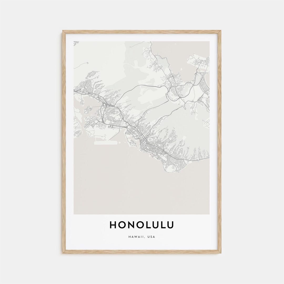 Map of Honolulu Print, Honolulu Map Gift, Honolulu Poster, City Map ...