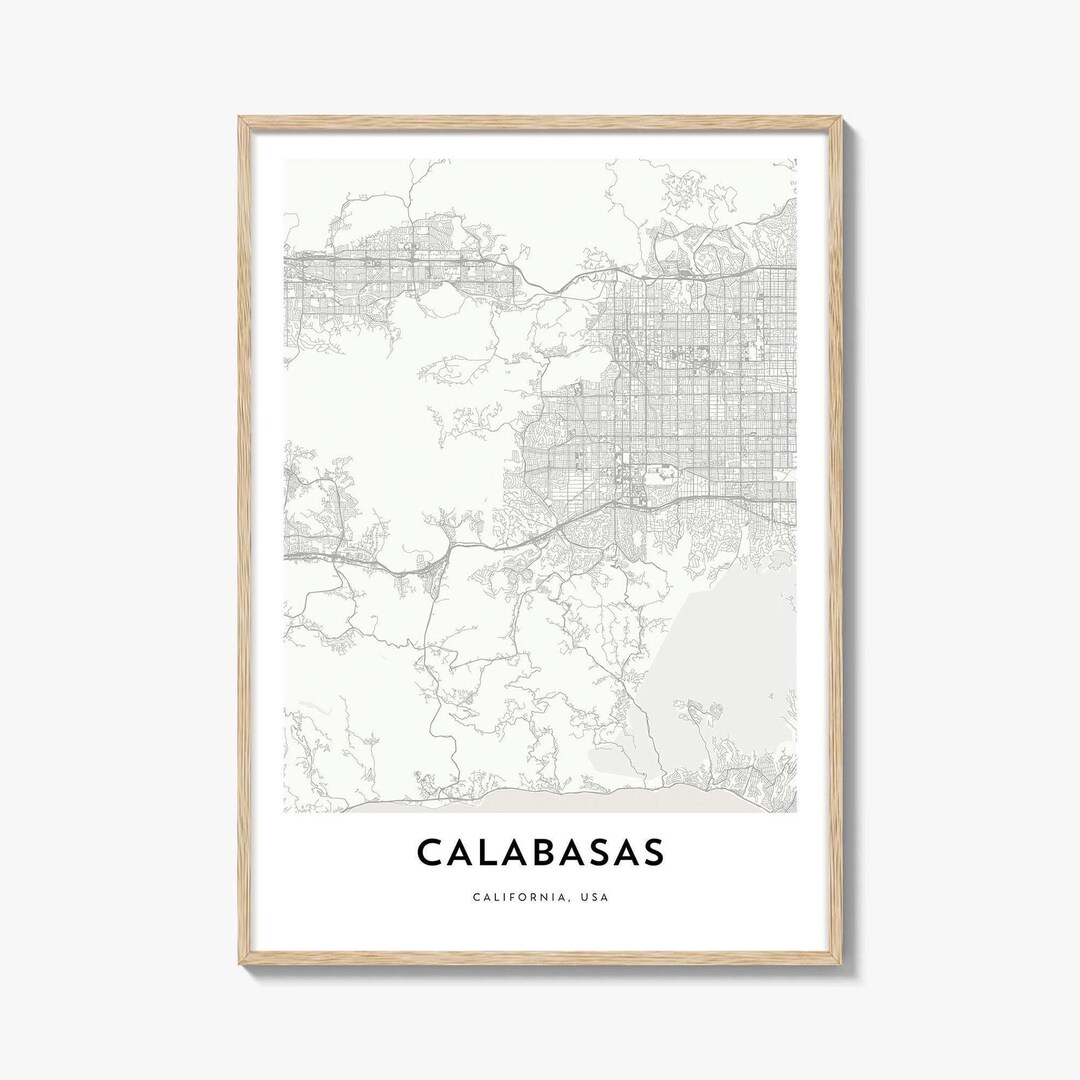 Calabasas Map Poster Print, California Wall Art, USA Decor, Los Angeles ...