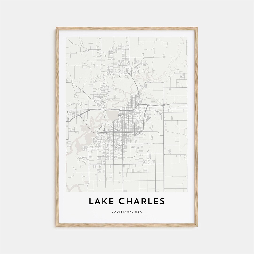 Map of Lake Charles Print, Lake Charles Map Gift, Lake Charles Poster ...