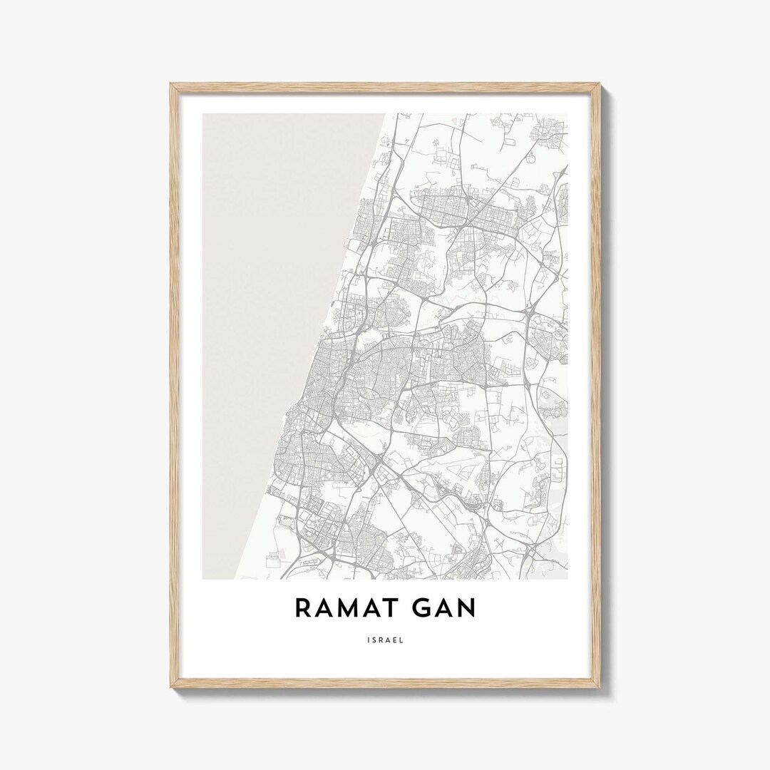 Map of Ramat Gan Print, Ramat Gan Map Gift, Ramat Gan Poster, City Map ...