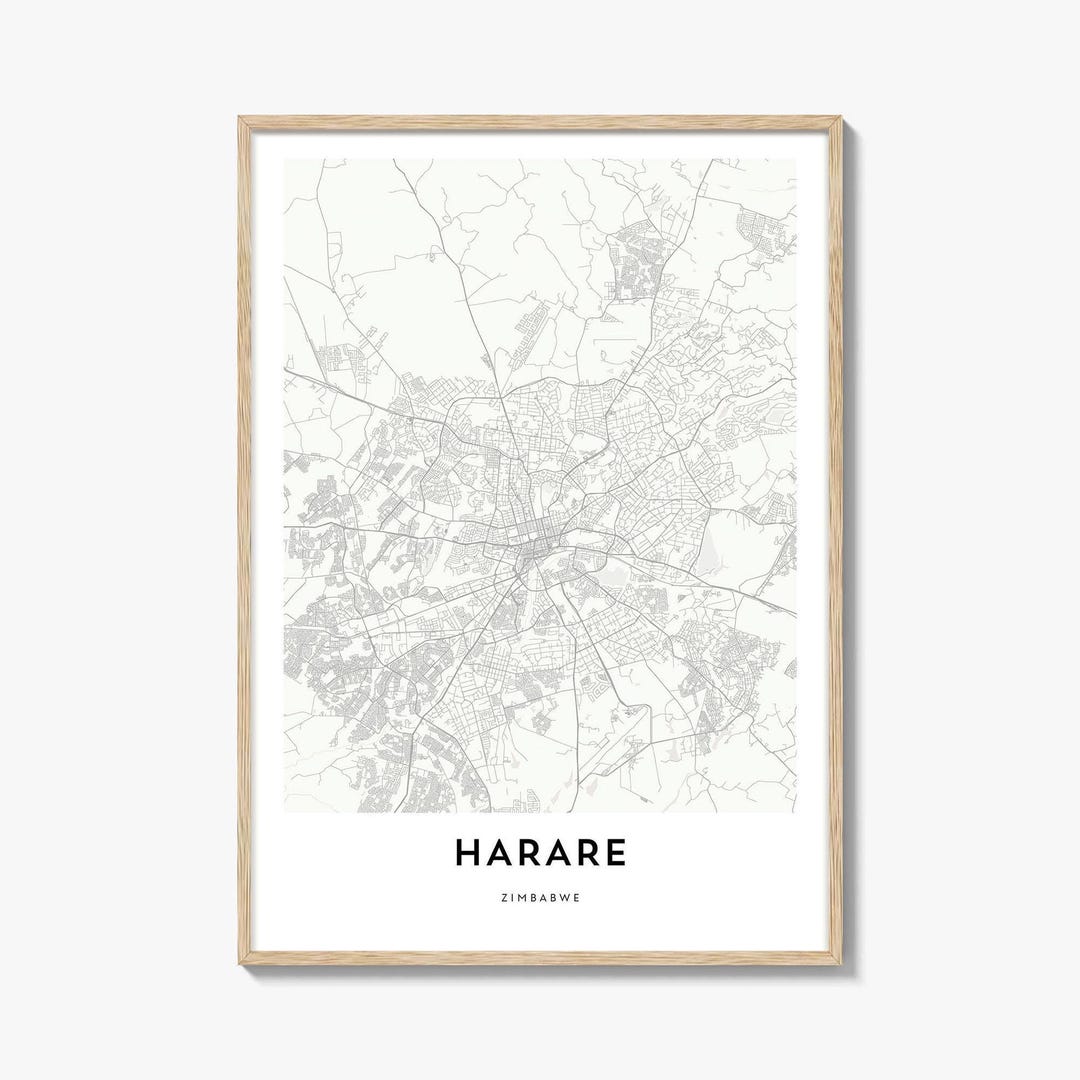 Harare Map Print: Zimbabwe City Map Art - Etsy
