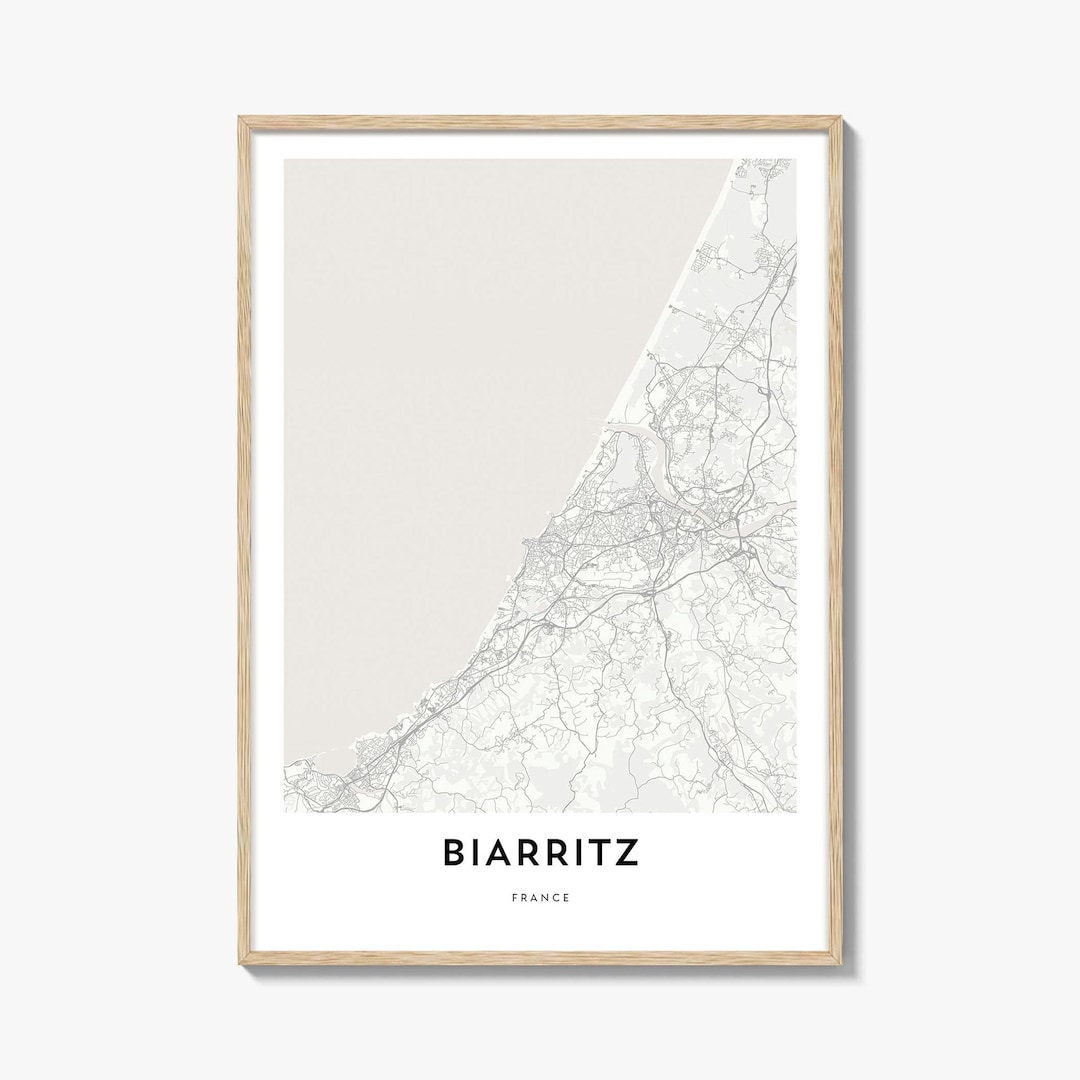 Map of Biarritz Print, Biarritz Map Gift, Biarritz Poster, City Map ...