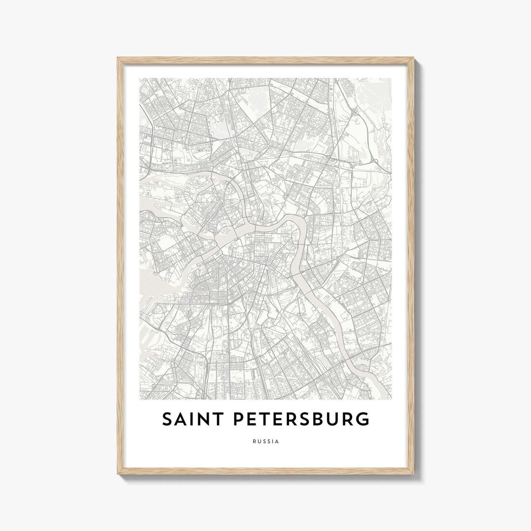 Saint Petersburg Map Poster Print, Russia Wall Art, Russian Decor ...