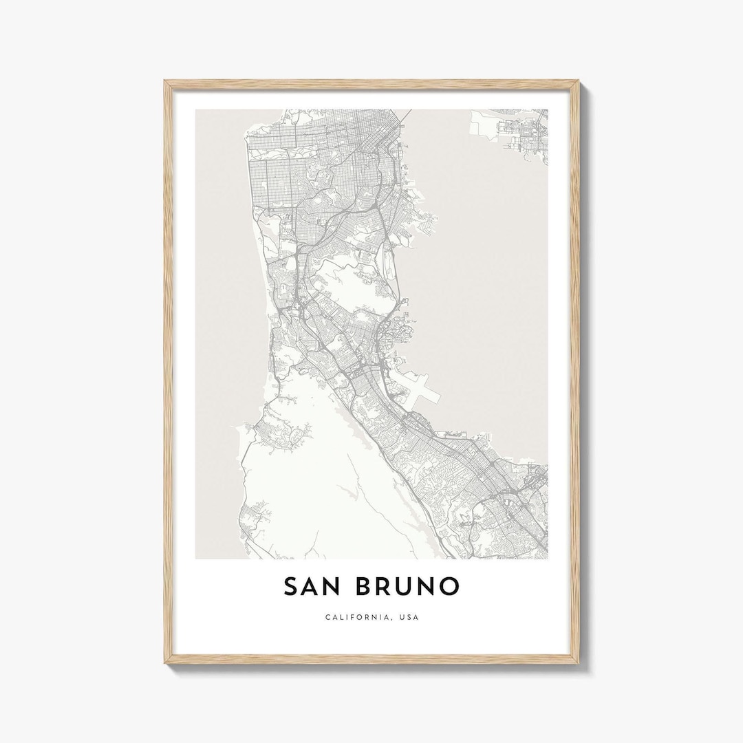 San Bruno Map Poster Print, Bay Area Wall Art, California Decor, USA ...