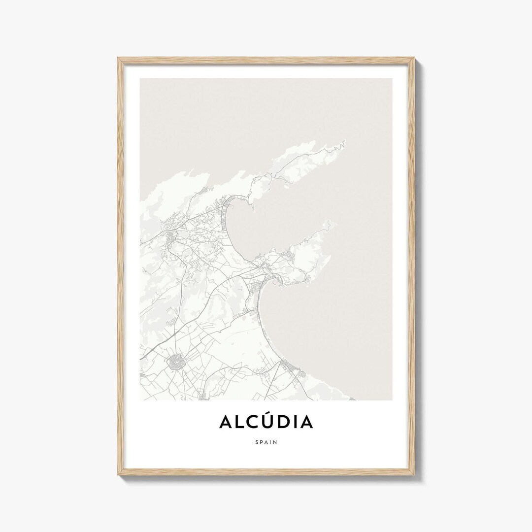 Alcudia Map Poster Print, Mallorca Wall Art, Balearic Islands Decor ...