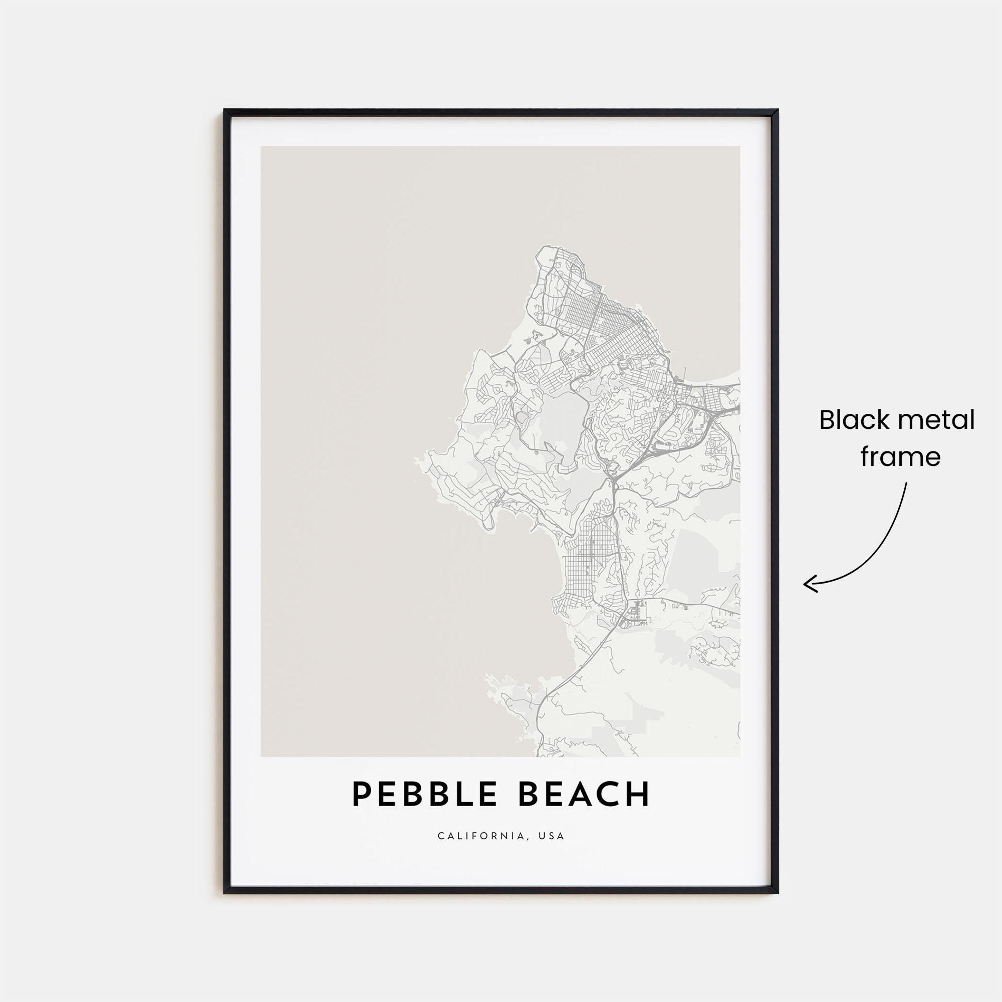 Map of Pebble Beach Print, Pebble Beach Map Gift, Pebble Beach Poster ...