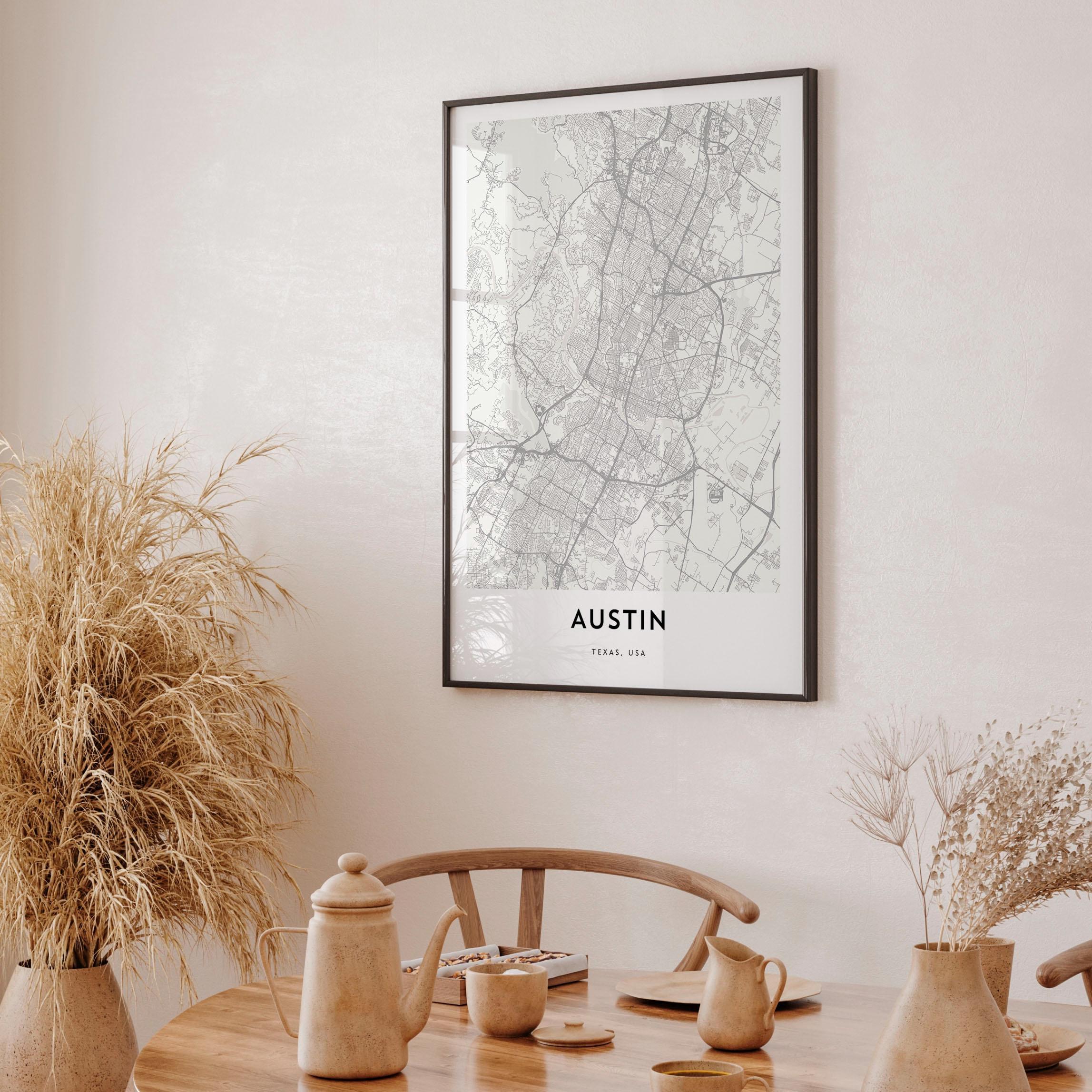 Map of Austin Print, Austin Map Gift, Austin Poster, City Map Artwork ...