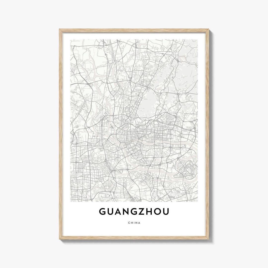 Guangzhou Map Poster Print, Canton Wall Art, Guangdong Decor, China ...
