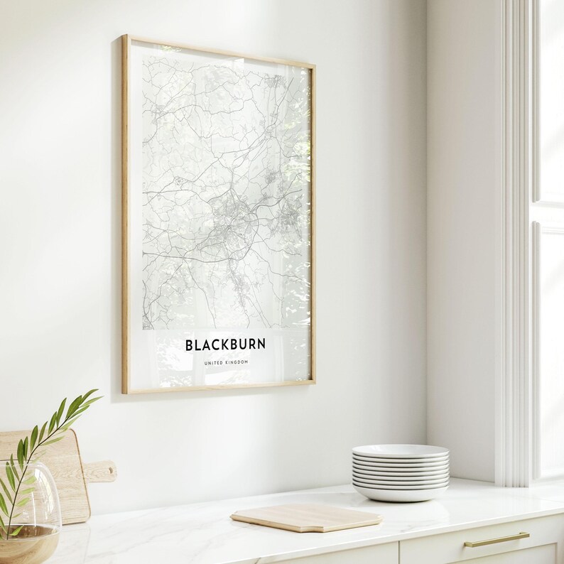 Map of Blackburn Print, Blackburn Map Gift, Blackburn Poster, City Map ...