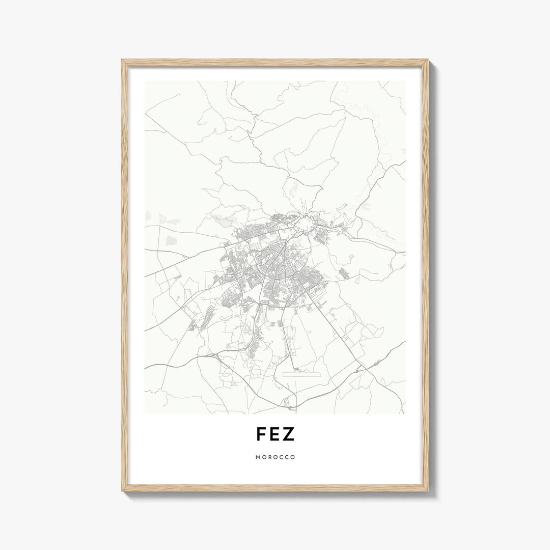 Map of Fez Print, Fez Map Gift, Fez Poster, City Map Artwork for Home ...