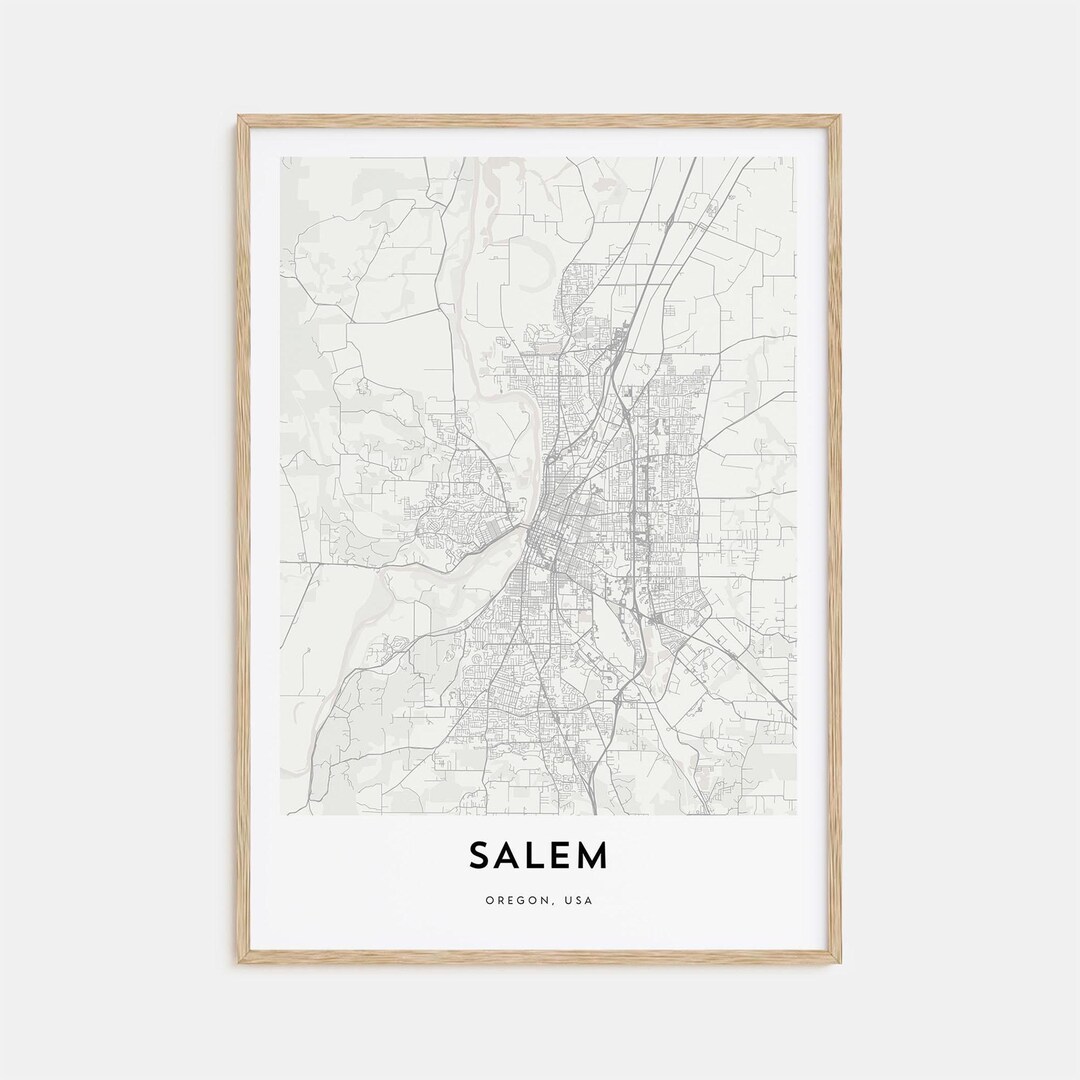 Map of Salem Oregon Print, Salem Map Gift, Salem Poster, City Map ...