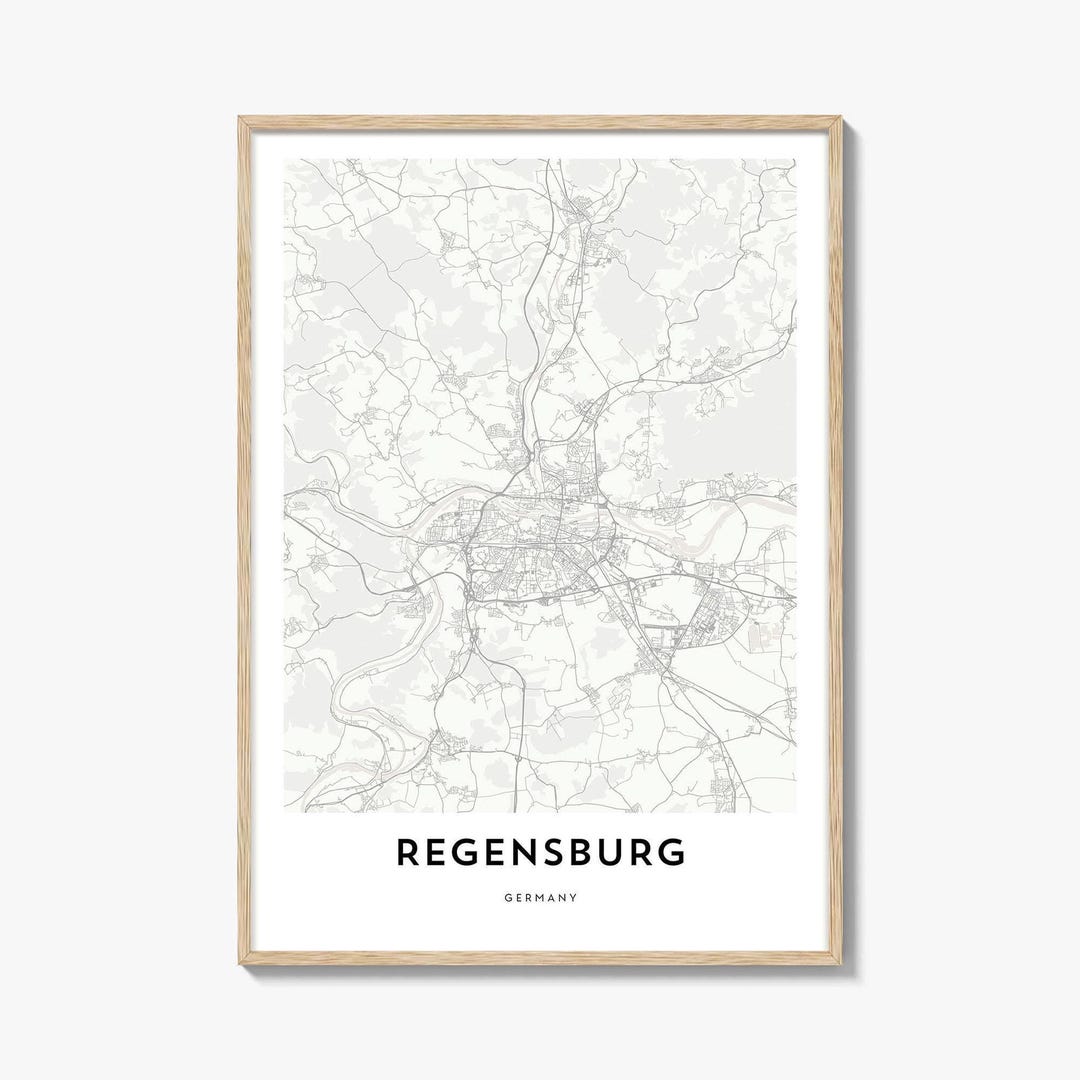 Regensburg Map Poster Print, Bavaria Wall Art, Germany Decor, Danube ...