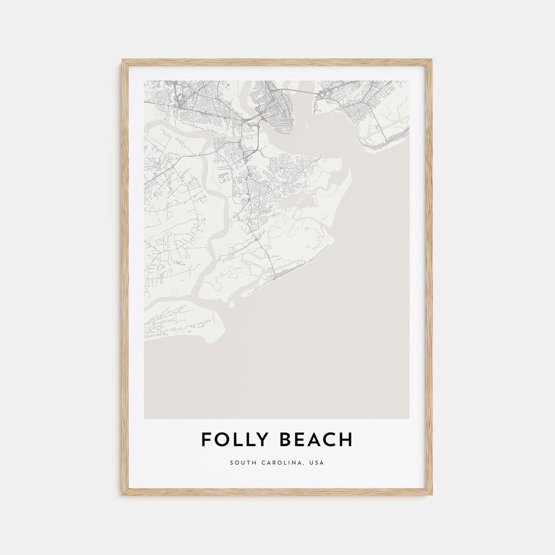Map of Folly Beach Print, Folly Beach Map Gift, Folly Beach Poster ...