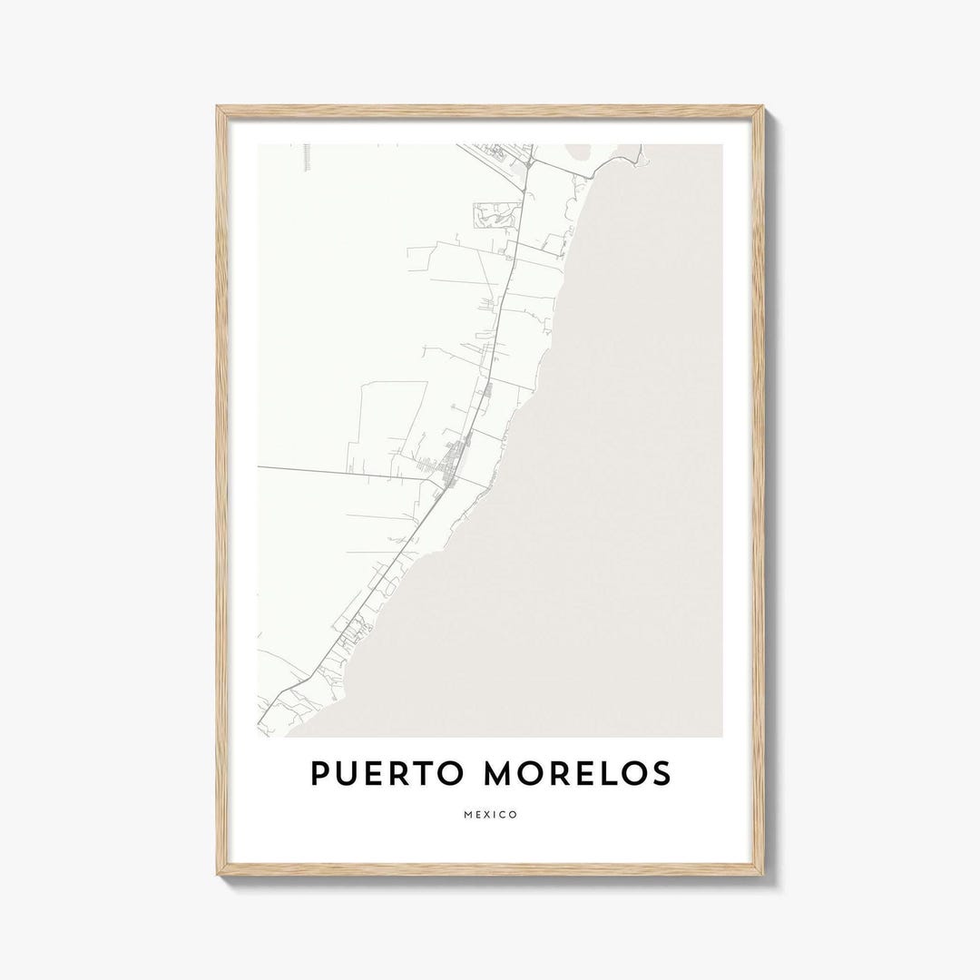 Puerto Morelos Map Poster Print, Quintana Roo Wall Art, Mexico Decor ...