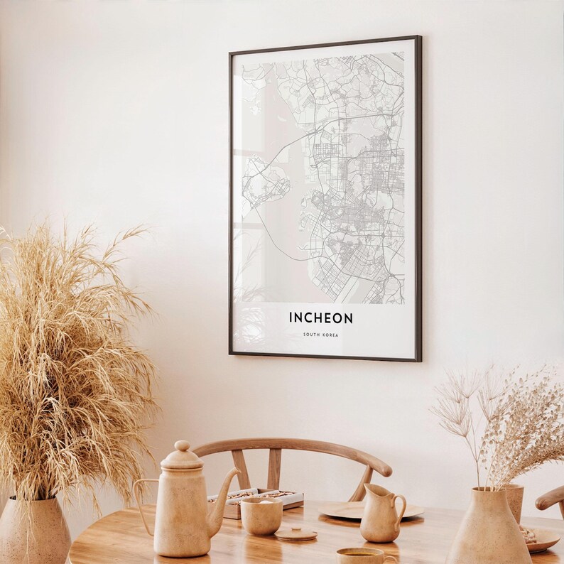 Incheon Map Print: South Korea City Map Artwork - Etsy