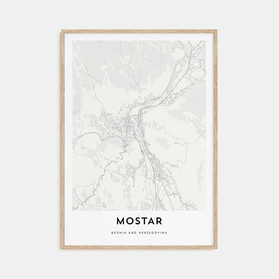 Map of Mostar Print, Mostar Map Gift, Mostar Poster, City Map Artwork ...