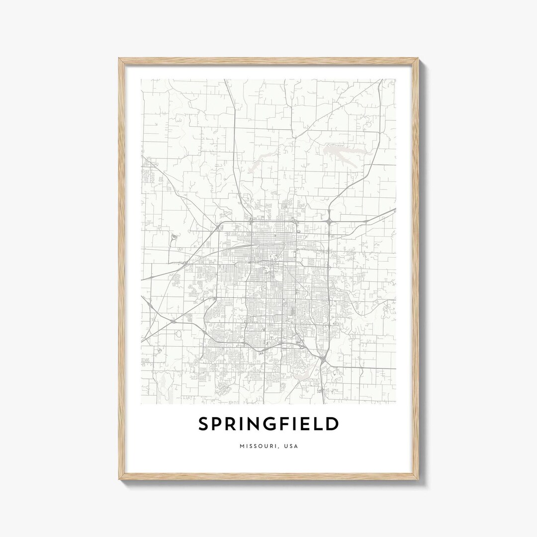 Map of Springfield Missouri Print, Springfield Map Gift, Springfield ...