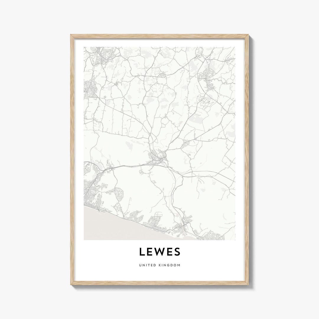 Lewes Map Poster Print, Sussex Wall Art, England Decor, United Kingdom ...